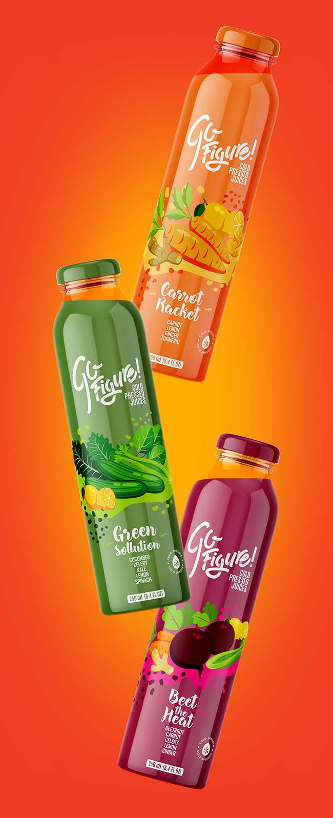 Juice packaging design for GoFigure! by FloatYourBoat Design